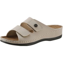 Franken Schuhe Damen Pantolette mit 2 Klettverschl&uuml;ssen am Rist sand, Gr&ouml;&szlig;e 39