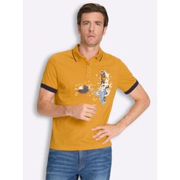 WITT Herren Poloshirt mit Print, ocker-bedruckt, Gr&ouml;&szlig;e 56/58