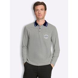 WITT Herren Langarm-Poloshirt mit Brusttasche, grau-meliert, Gr&ouml;&szlig;e 64/66