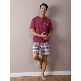 w&auml;schepur men Herren Shorty mit karierter Hose, bordeaux-steingrau-bedruckt, Gr&ouml;&szlig;e 44/46
