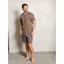 w&auml;schepur men Herren Shorty mit Dehnbund-Hose, terra-dunkeltaupe-bedruckt, Gr&ouml;&szlig;e 64/66