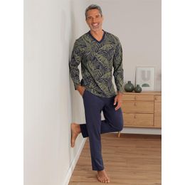 w&auml;schepur men Herren Schlafanzug, marine-khaki-bedruckt, Gr&ouml;&szlig;e 44/46