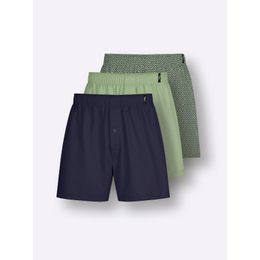 w&auml;schepur men Herren Boxershorts, marine-eucalyptus-bedruckt + marine + eucalyptus, Gr&ouml;&szlig;e 10