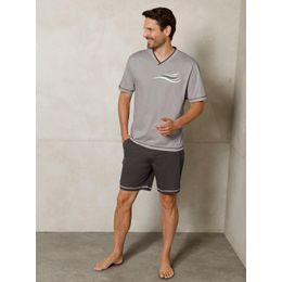 w&auml;schepur men Herren Shortys mit platziertem Print, steingrau-graphit-bedruckt + hellgrau-bordeaux-bedruckt, Gr&ouml;&szlig;e 60/62