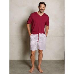 w&auml;schepur men Herren Shorty mit Batist-Hose, kirsche-grau-gestreift, Gr&ouml;&szlig;e 44/46
