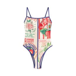 next Swimsuit female size 6XL Cream / Dark blue / Green / Red