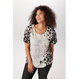 sheego Gro&szlig;e Gr&ouml;&szlig;en T-Shirt, wei&szlig;-bedruckt, Gr&ouml;&szlig;e 48 - Damen