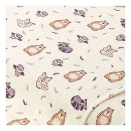 buttinette Reiner Baumwoll-Jersey "Waldtiere", natur-color
