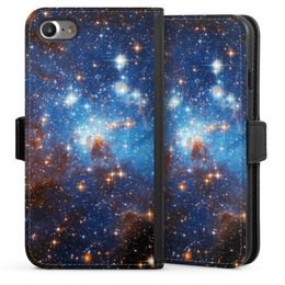 DeinDesign iPhone SE (2020) Handy Klapph&uuml;lle Handyh&uuml;lle aus Kunst Leder schwarz Flip Case Weltall Galaxy Star Sideflip mit Lasche