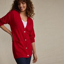LANDS' END Merino-Cardigan mit Strasskn&ouml;pfen f&uuml;r Damen, Damen, size: regular, Rot, Wolle, by Lands' End