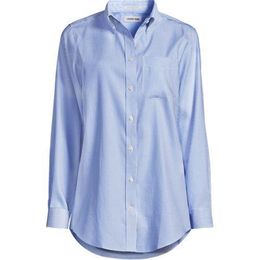 LANDS' END B&uuml;gelleichtes Langarmhemd im Boyfriend-Look f&uuml;r Damen, Damen, size: regular, Blau, Baumwolle, by Lands' End