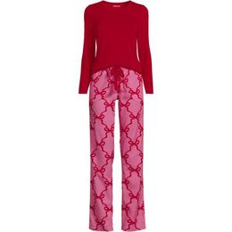 LANDS' END Pyjama-Set mit Flanellhose f&uuml;r Damen, Damen, size: regular, Pink, Baumwolle/Baumwoll-Mischung/Viskose-Mischung, by Lands' End
