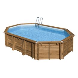 GRE Massivholzpool-Set 'Avocado' 656 x 456 x 131 cm mit Leiter und Sandfilter