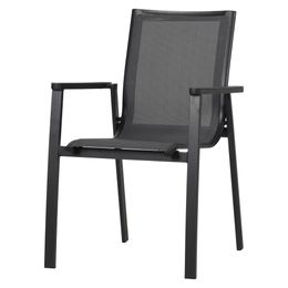 Gartenstuhl 'Chiara' stapelbar Aluminium grau/schwarz 55 x 85 x 63 cm