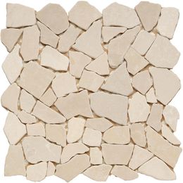 Mosaikfliese 'Bruch' Naturstein creme 30 x 30 cm