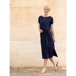 Classic Basics Damen Jerseykleid "Kleid", blau, Gr. 52, gemustert, gestreift, unifarben, Jersey, 100% Baumwolle, Kleider