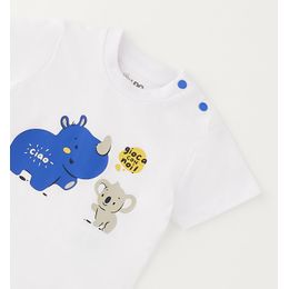 IDO Jungen T-Shirt "BABY BOY SUMMER T-SHIRT"optical wei&szlig;, Gr. 74, 100% Baumwolle, Shirts