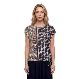 Betty Barclay Damen Kurzarmshirt "Damen mit Tunnelzug"dunkelblau, braun, Gr. 38, Jersey, Obermaterial: 95% Viskose, 5% Elasthan, Shirts
