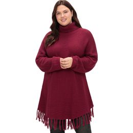 sheego Damen Strickpullover in Ponchoform beere Gr&ouml;&szlig;e 52/54