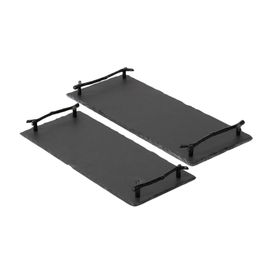Boltze Schiefer Tablett Stonka 2er Set 35/40 x 15/17 cm