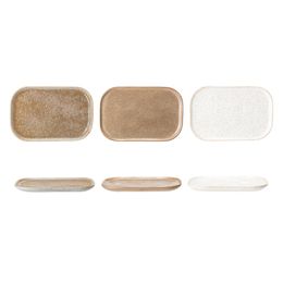 Bloomingville Addison Teller 3er-Set Gr&uuml;n Steingut Braun - 22,5 x 14,5 x 1,5 cm skandinavische Deko Online Shop