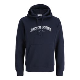 Jack & Jones JACK & JONES Herren Kapuzensweatshirt "JJAVERY SWEAT HOOD"navy blazer, Gr. L, bedruckt, angeraute Sweatware, Obermaterial: 60% Baumwolle, 40%