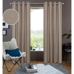 Gardine OTTO HOME, B:140cm H:245cmtaupe, Leinen, Polyester, Wohnzimmer, Gardinen, "Rudy", Halbtransparent, Leinenlook, Polyester-Leinen-Mischung
