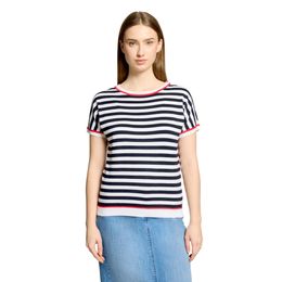 Betty Barclay Damen Kurzarmshirt "Damen mit Streifen"patch dunkelblau, rot, Gr. 48, Strick, Obermaterial: 72% Viskose, 28% Polyamid, Shirts