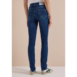 Cecil Damen Slim-fit-Jeansmid blau used wash, Gr. 30, unifarben, Jeans, 78% Baumwolle, 20% Polyester, 2% Elasthan, Jeans, 5-Pocket-Style