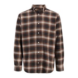 Jack & Jones JACK & JONES Button Up Shirt 'JJEField' male size L Chocolate / Black / White