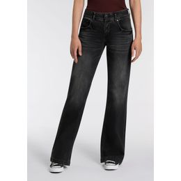 Herrlicher Damen 5-Pocket-Jeans "Edna Denim Black Light"rhino, Gr. 30, Denim/Jeans, Obermaterial: 98% Baumwolle, 2% Elasthan, Jeans, Flared Fit mit