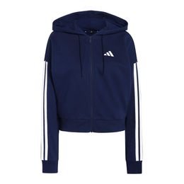 adidas Sportswear Sportsweatjacke 'ESSENTIALS 3-STRIPES FRENCH TERRY FULL ZIP' Damen Gr&ouml;&szlig;e XXXL/4XL dunkelblau / wei&szlig;