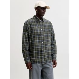 Jack & Jones JACK & JONES Button Up Shirt 'JJEField' male size XXL Olive / Petrol / Off white