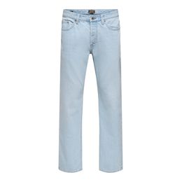 Only & Sons ONLY & SONS Herren Straight-Jeans "ONSEDGE STRAIGHT BOX PIM DNM CIFF"light blau denim, Gr. 34, clean, Denim/Jeans, Obermaterial: 100% Baumwolle,