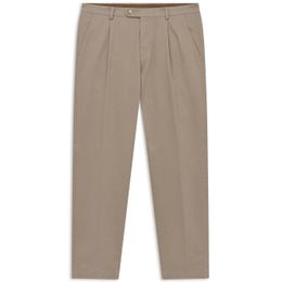 Bugatti Herren Bundfaltenhose "Tapered Fit"30, beige, Gr. 33, unifarben, 98% Baumwolle, 2% Elasthan, Hosen, Tapered Fit Baumwoll-Stretch