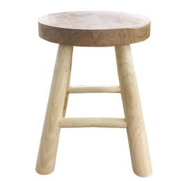 Pharao24.de Hocker Sitzhocker in runder Form aus Teak Massivholz