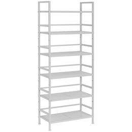 PBJ Schuhregal, Wei&szlig;, Metall, 6 F&auml;cher, 59x144x30 cm, Garderobe, Schuhaufbewahrung, Schuhregale