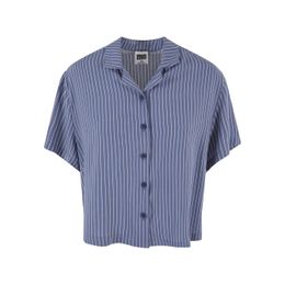 Urban Classics Damen Kurzarmshirt "Urban Classics Damen Ladies Resort Shirt"vintageblaupinstripe, Gr. XS, gebl&uuml;mt, 100% Viskose, Shirts