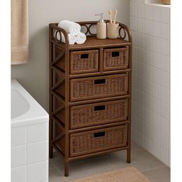 Pharao24.de Badezimmer Regal Rattanregal aus Geflecht im Boho Style