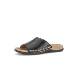 Gabor Damen Pantolette, Gr. 38, schwarz, Kalbsleder, Basic, Schuhe, Sommerschuh, Schl&uuml;pfschuh mit Kontrastn&auml;hten