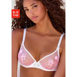 Lascana Damen B&uuml;gel-BH "Maria", Gr. 95wei&szlig;, rosa, Spitze, Obermaterial: 74% Polyamid, 23% Polyester, 3% Elasthan, BHs, Stickerei-Spitze, als