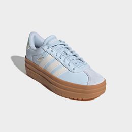 Damen Plateausneaker "VL COURT BOLD", adidas Sportswear, Gr. 42crystal sky, core wei&szlig;, gold metallic, Leder, Synthetik, Schuhe