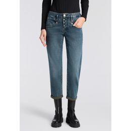 Herrlicher Damen 5-Pocket-Jeans "Shyra Tap Denim Comfort"dobby blau, Gr. 26, Denim/Jeans, Obermaterial: 98% Baumwolle, 2% Elasthan, Jeans, in Cropped