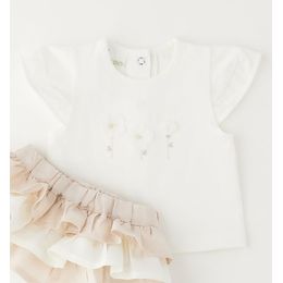 IDO M&auml;dchen Shorts "BABY GIRL SUMMER SET"sanftes wei&szlig;, Gr. 68, 95% Baumwolle, 5% Elasthan - 64% Leinen, 36% Baumwolle, Hosen
