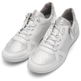 Ara Damen Slip-On Sneaker "ROMA", Gr. 3,5wei&szlig;, silberfarben, Glattleder, Textil, Reptilienpr&auml;gung, Schuhe, Freizeitschuh, Halbschuh, Schn&uuml;rschuh in