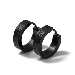Firetti Damen Paar Creolen &raquo;Schmuck Geschenk Edelstahl Ohrringe "Futhark" Runenreihe der Wikinger&laquo; Made in Germany schwarz 12mm, Edelstahl