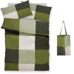 OTTO home Bettw&auml;sche &raquo;Tirrell&laquo; 3 Bettw&auml;sche ab Gr. 135x200 cm, 100% Baumwolle, Marke H.I.S by OTTO home gr&uuml;n Linon, Obermaterial: 100% Baumwolle B/L: 