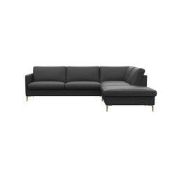 FLEXLUX Ecksofa &raquo;Fiore, super Sitzkomfort durch Kaltschaum im Sitz, L-Form&laquo; schmale Armlehnen, F&uuml;&szlig;e Alu+ Eiche schwarz 100% Echteder B/H/T: 266cm x 