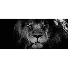 Leinwandbild &raquo;Wandbild L&Ouml;WENKOPF XXL 90x200 cm &ndash; Leinwandbild Keilrahmen Deko modern&laquo; L&ouml;we L&ouml;wen Wildtiere 1 Stk. tlg. auf Keilrahmen gespannt schwarz