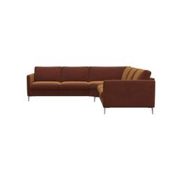FLEXLUX Ecksofa &raquo;Fiore, gleichschenklig, bequem durch hochwertigem Sitzaufbau&laquo; schmale Armlehnen, super Sitzkomfort durch Kaltschaum, F&uuml;&szlig;e Alu braun 